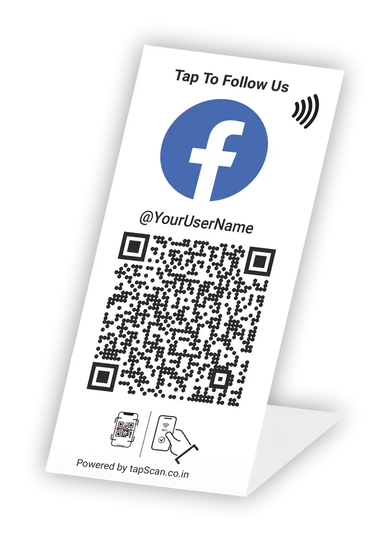 Dual NFC + QR Review Cards & Standees, UPI QR Cards | TapScan