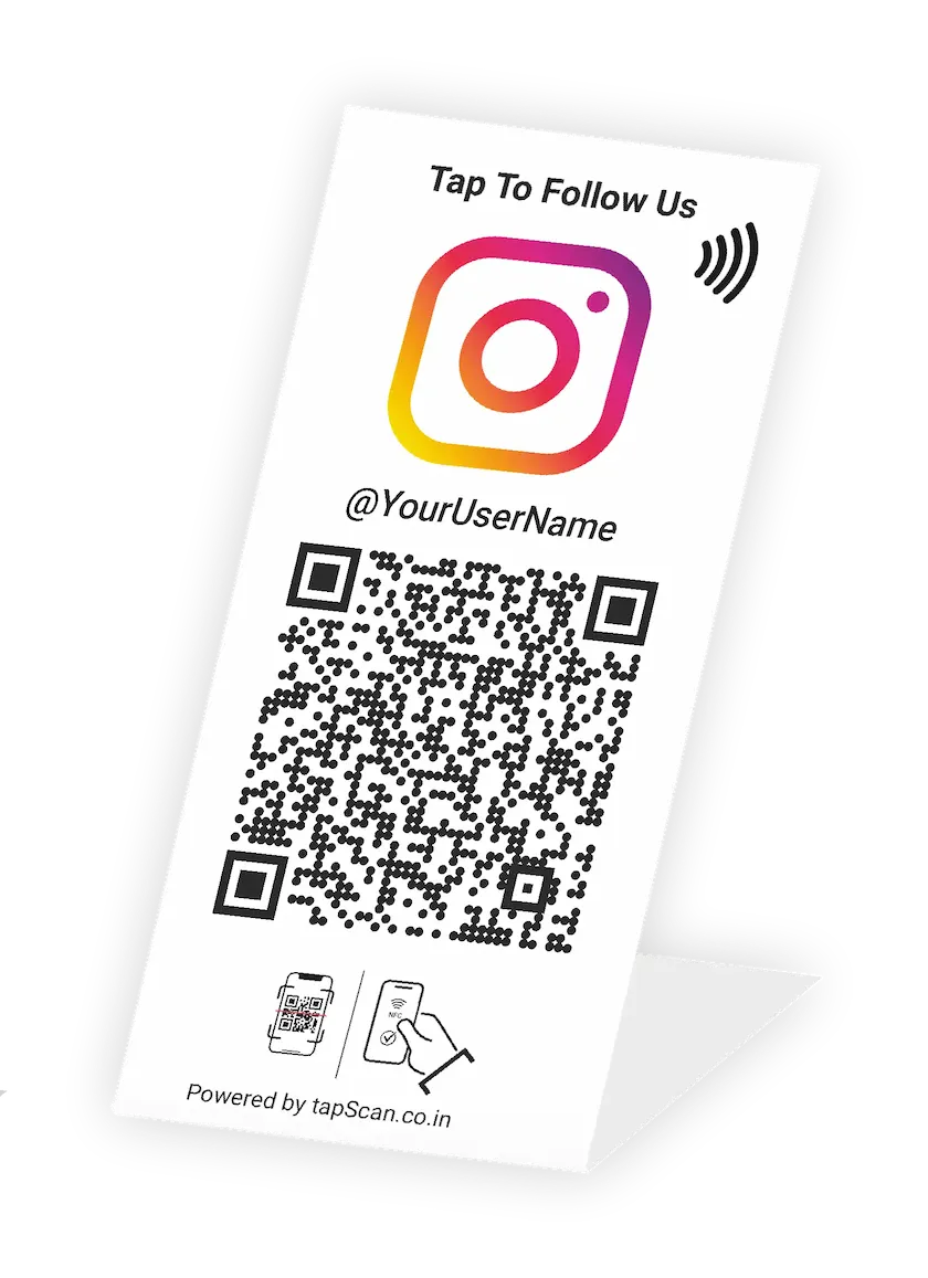 Dual NFC + QR Review Cards & Standees, UPI QR Cards | TapScan